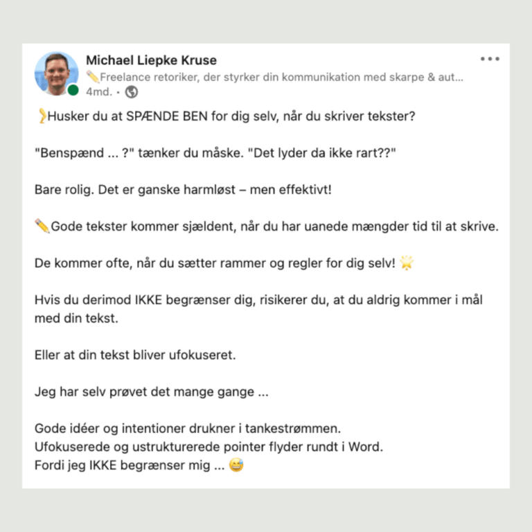 Sådan laver du et godt LinkedIn opslag – Michael Liepke Kruse